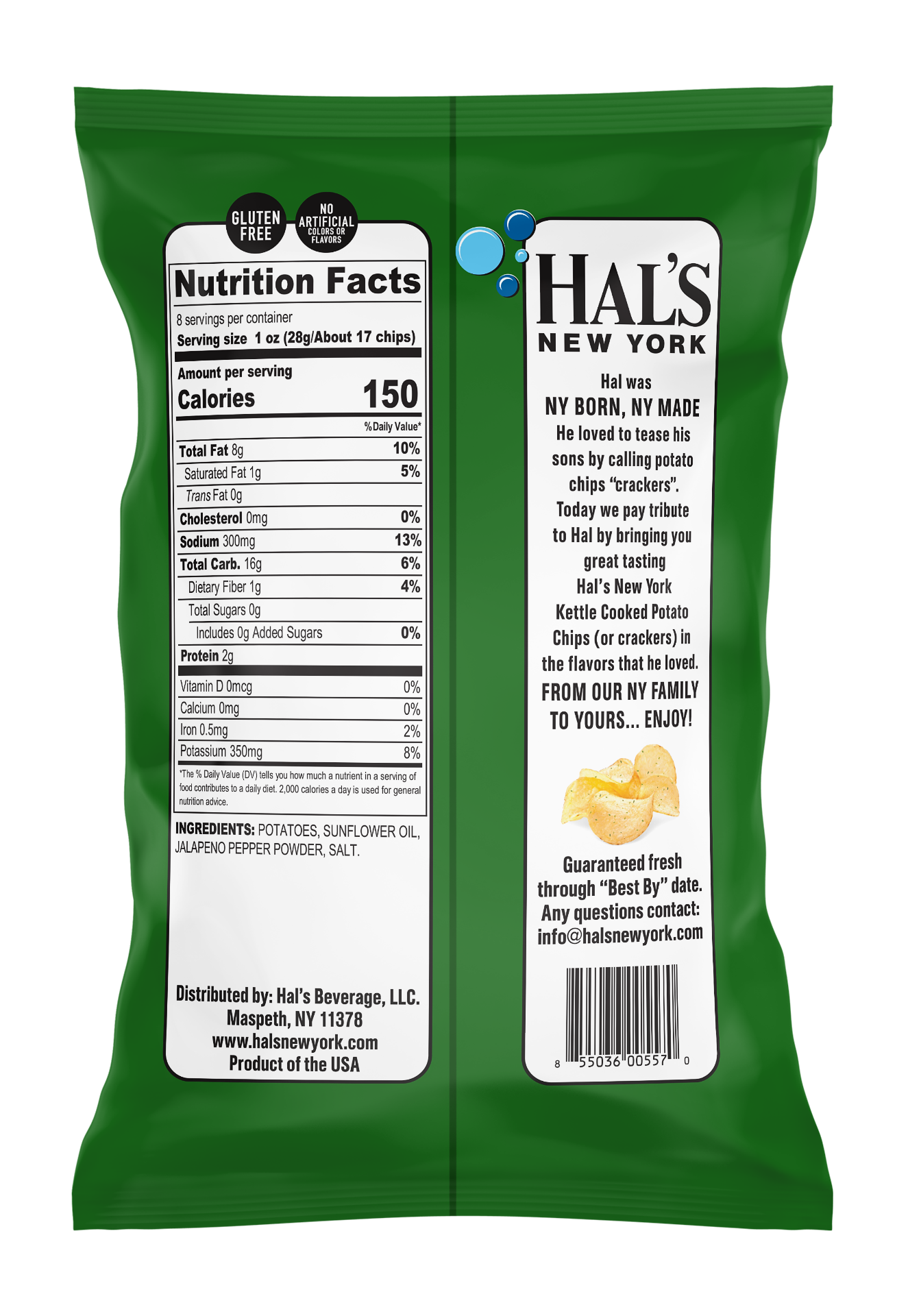 Hal's New York - Hal's New York Potato Chips 8oz JALAPENO (X-LARGE BAG ...